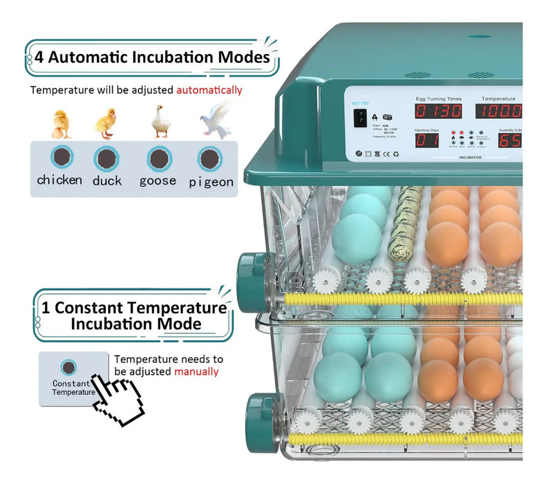 Incubadora para 120 huevos, con giro automático de los huevos, indicad ...